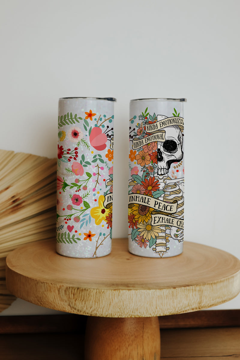Inhale Peace Exhale Chaos Skeleton Tumbler – Amber Christi Design